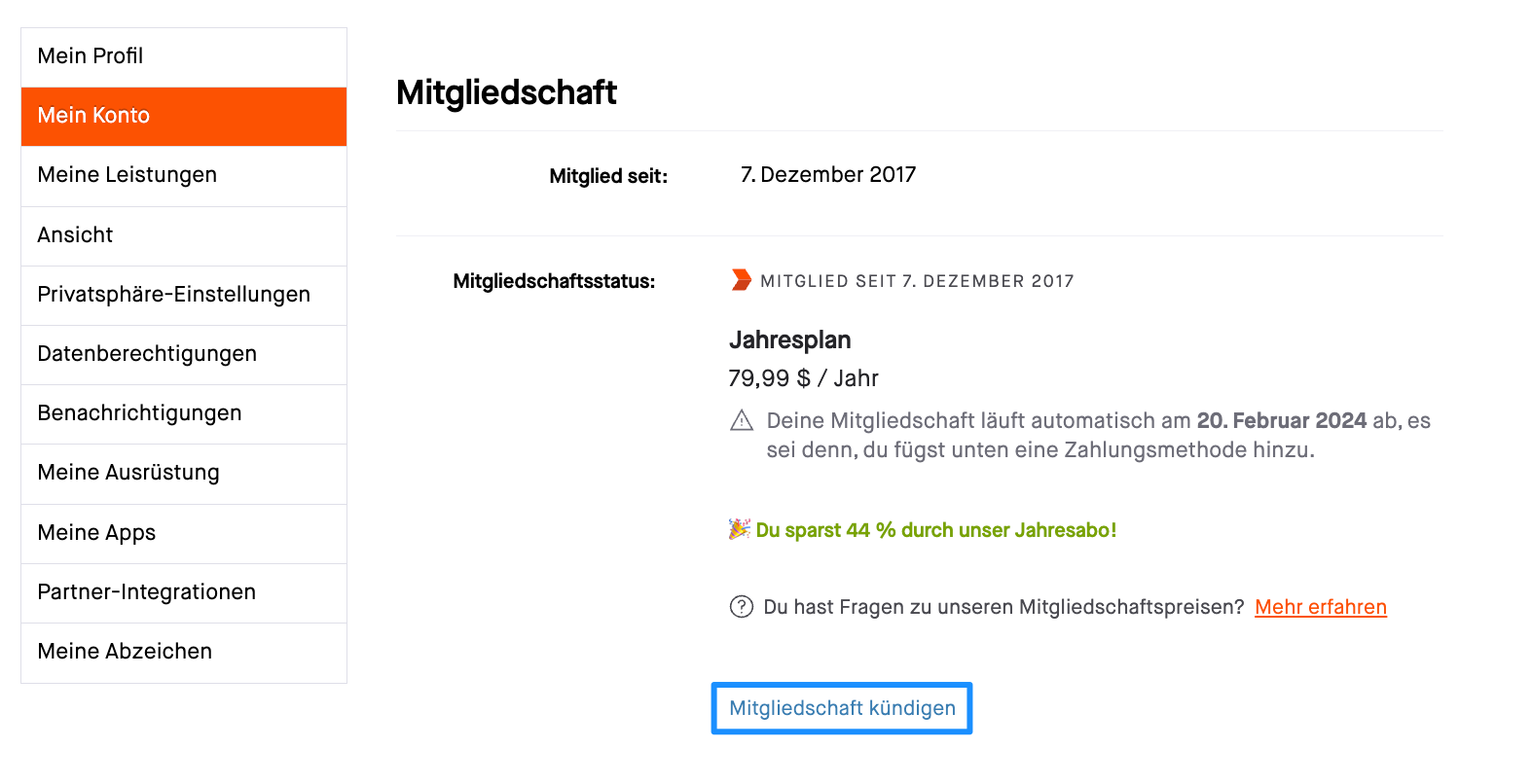 So kündigst du deine Mitgliedschaft – Strava-Support