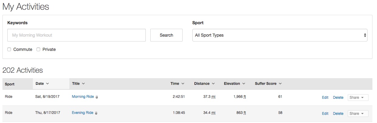 Viewing your activity history on Strava – Strava Support